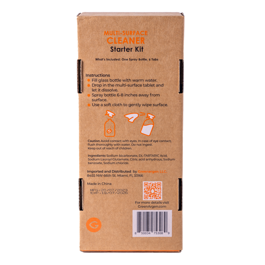 Multi-Surface Cleaner Starter Kit | Refillable Glass Spray Bottle + 6 ...